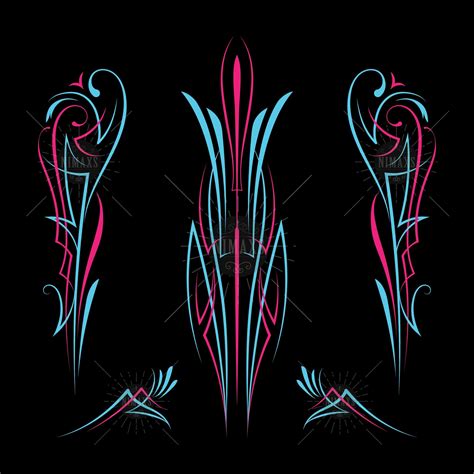 Set Pinstripe Art Svg Blue And Pink Design Motorcycle And Car Etsy