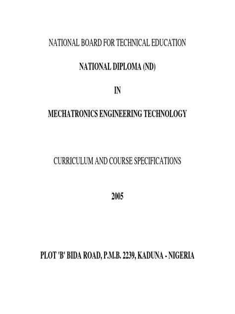 Nd Mechatronics Eng Tech Pdf Pdf Engineering Curriculum