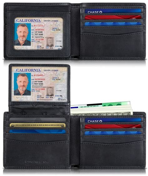 Serman Brands Mens Wallet 2 Id Window Rfid Blocking Full Grain
