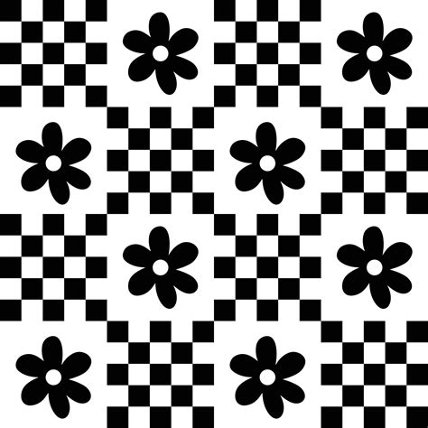 Cute Patchwork Floral Seamless Pattern Background Black And White