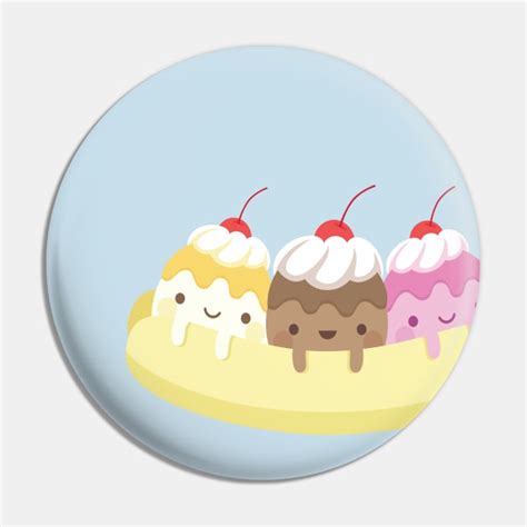 Kawaii Banana Split Pattern Pin Teepublic