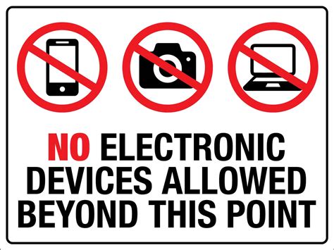 No Electronic Devices Allowed Beyond This Point Sign New Signs