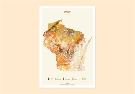 Wisconsin Woods Fall Foliage Map Art Print Etsy