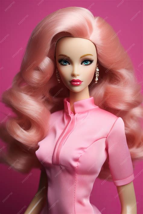 Premium Ai Image A Barbie Doll With Pink Hair And A Pink Dress