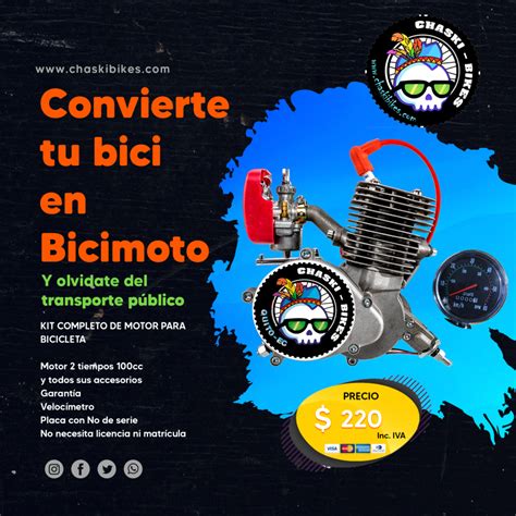 Kit De Motor Para Bicicleta 100cc 2 Tiempos Con Escape Banana Chaski