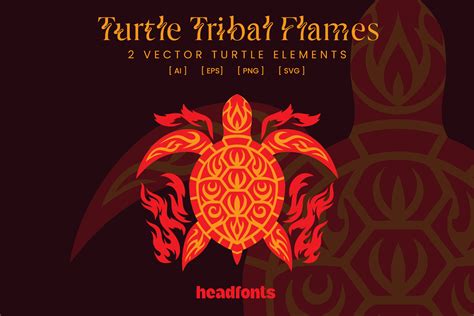Turtle Tribal Flames Vector Illustration Graphic By Headfonts