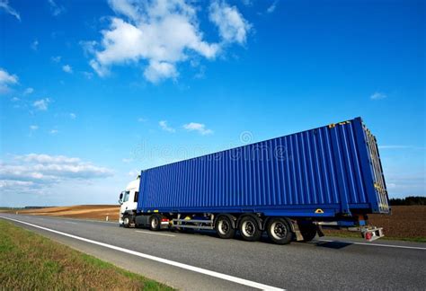 Red Lorry With Grey Trailer Over Blue Sky Stock Image Image Of