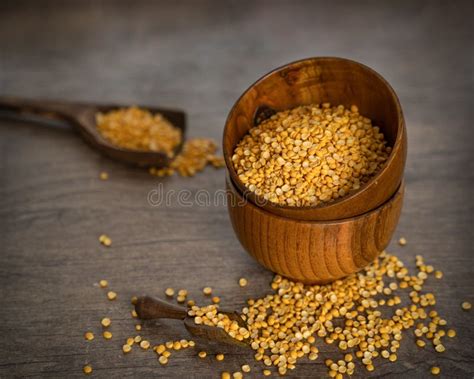 Wooden Containers Filled With A Variety Of Cotyledons And Beans