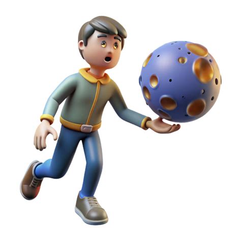 3d Render Of Boy Playing With A Celestial Sphere 56224632 Png