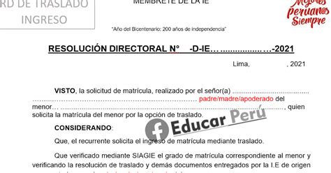 Modelo De Resolución Para El Traslado De Colegio De Forma Eficiente