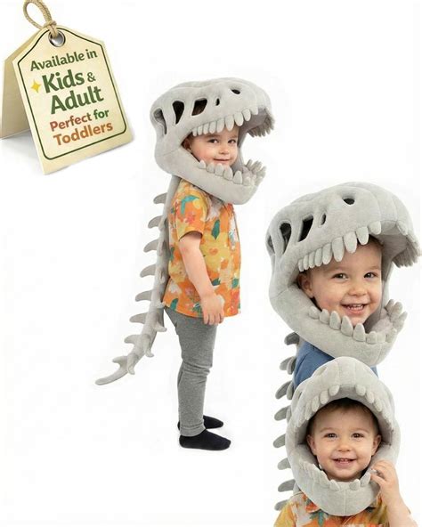 My Cozy Dino Dinosaur Skeleton Costume Plush Dino Head With Spine