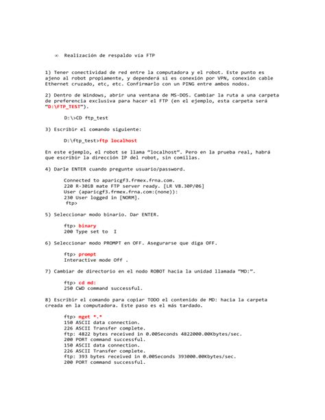 Respaldo Ftp De Robot Guía Paso A Paso
