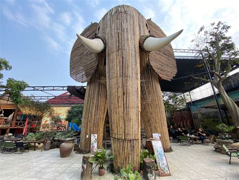 Giant Elephant Made From Thousands Of Bamboo Trees Attracts Young