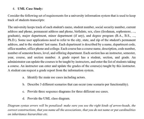 Solved UML Case Study Consider The Following Set Of Chegg