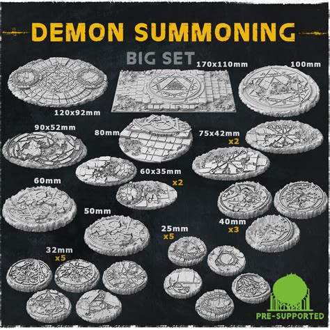 🎲 Demon Summoning Big Set Wargame Bases And Toppers 20・ Stl File For
