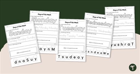 Days Of The Week Spelling Worksheets Teach Starter