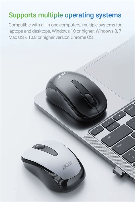 Acer Silent Wireless Mouse 2 4ghz Usb Slient Click Sensitivity For Win Computer Office Shopee