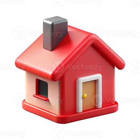 Iconic Bohemian Crisp Edges House Icon With A Chimney Minimal Design Flat Red Color With