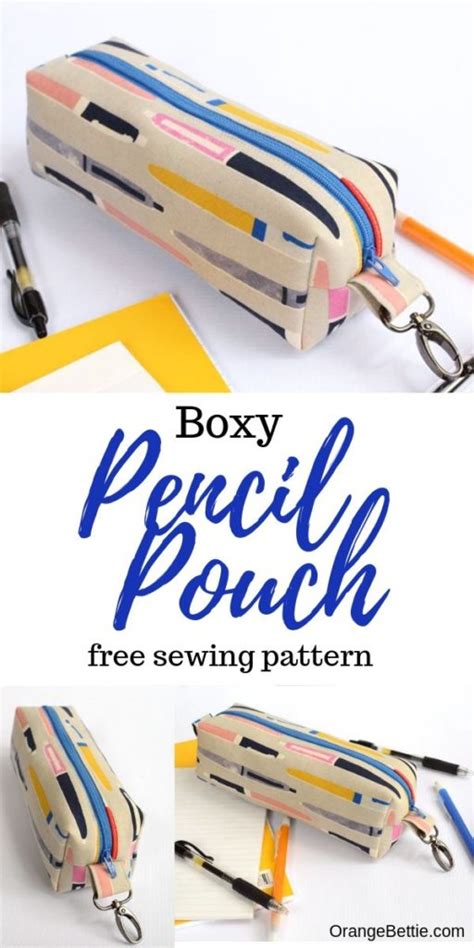 Boxy Pencil Pouch Free Sewing Pattern Orange Bettie