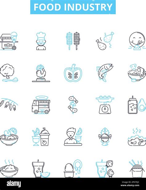 Food Industry Vector Line Icons Set Food Industry Production