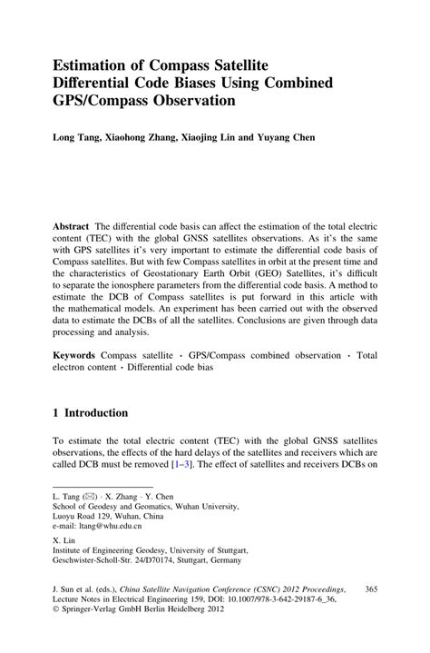 Pdf Estimation Of Compass Satellite Differential Code Biases Using