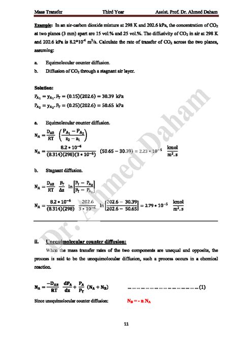 Mass Transfer Mass Transfer Coefficients Tfp260s Studocu