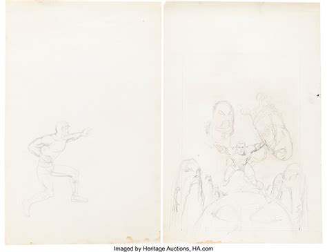 Joe Simon Superhero Sketches Original Art Undated Total 2 Lot 13618 Heritage Auctions