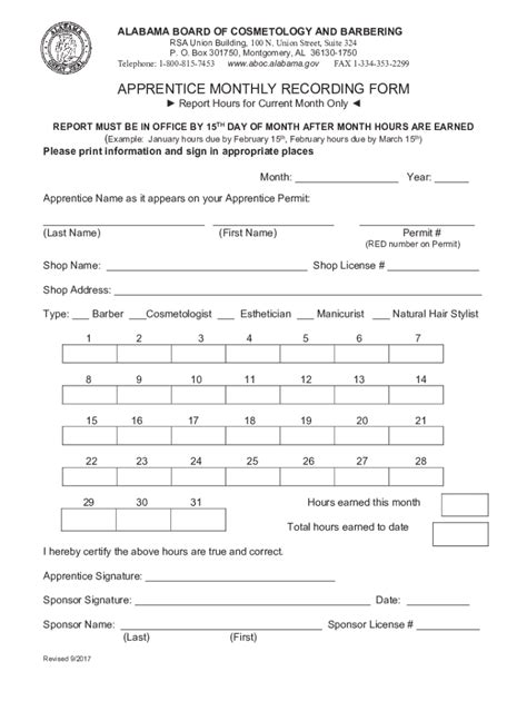 Apprentice Monthly Recording 2017 2026 Form Fill Out And Sign