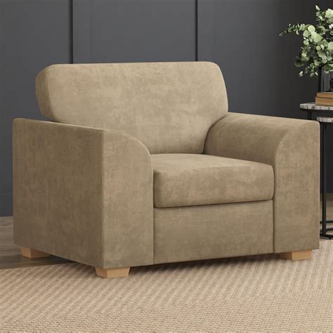 Modo Mink Plush Velvet Fixed Back Armchair Homebase