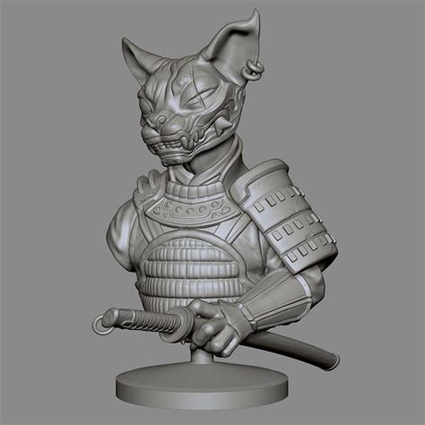 Cat Sumurai 3d Model 3d Printable Cgtrader