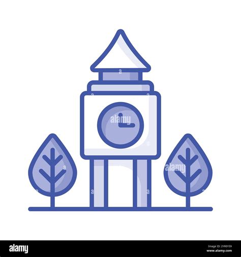 An Icon Of Clock Tower In Modern Design Style Isolated On White