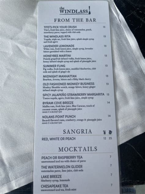 The Windlass Menu Full Menu Update 2025