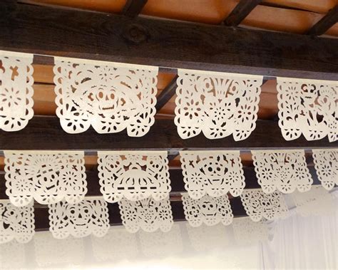 Off White Skull Papel Picado Banner Mexican Fiesta Decoration 12 Ft