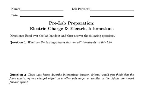 Name Lab Partners Date Pre Lab Preparation