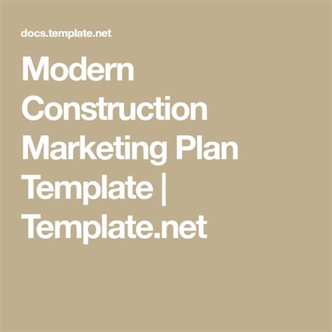 Modern Construction Marketing Plan Template