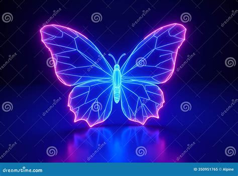 Neon Glow Digital Butterfly Stock Image Image Of Glowing Ethereal