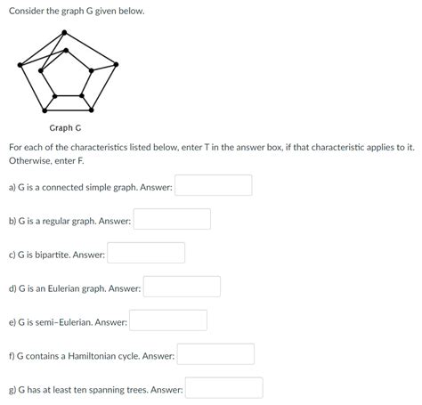 Solved Consider The Graph G Given Below Graph G For Each Of