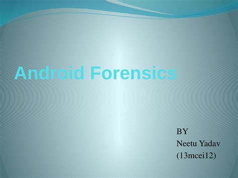 Pdf Android Forensic Introduction