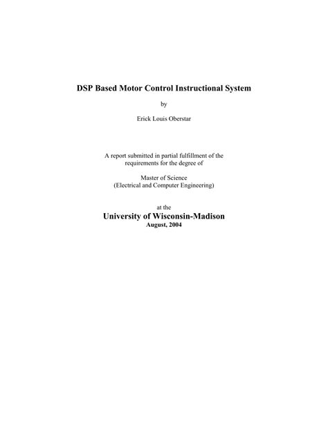 PDF DSP Based Motor Control Instructional System