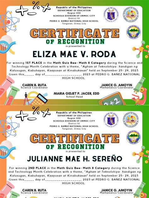 Sci Tech Month Certificate 2 Pdf