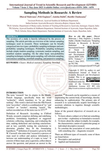 Sampling Methods In Research A Review Pdf
