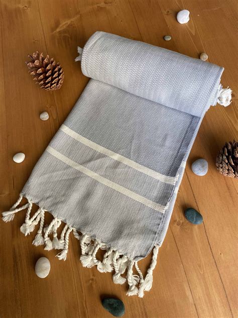 Ibiza Turkish Towel Light Grey 100 Organic Cotton Handmade Bath
