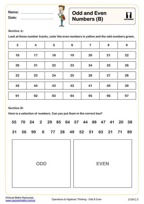 Odd And Even Numbers B Pdf Printable Operations And Algebraic