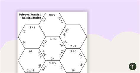polygon puzzles multiplication worksheets with answers teach starter