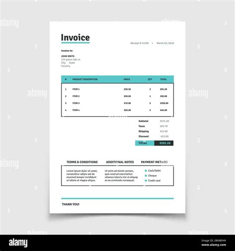 Quotation Invoice Template Paper Bill Form Vector Design Illustration