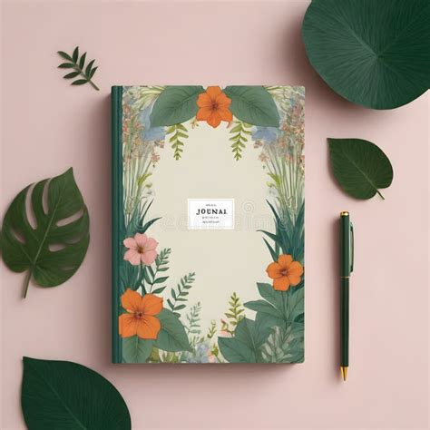 Minimalist Botanical Journal Design Clipart Art Stock Illustration
