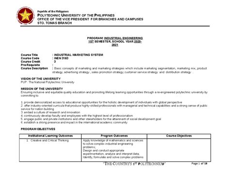 Ims 3 Course Syllabus Inen 3163 Republic Of The Philippines