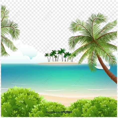 벡터 해변 풍경 일러스트모래 사장경치해안 Png 일러스트 무료 다운로드 Lovepik