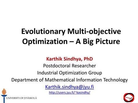Ppt Evolutionary Multi Objective Optimization A Big Picture