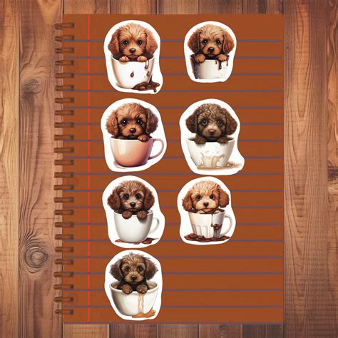 Coffee Cup Cockapoo Stickers Set 21 Stickers Dog Sticker Die Cut